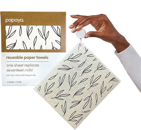 Papaya Reusable Paper Towels 2 Pack 2 Sheets 1 Hook 1 Sheet