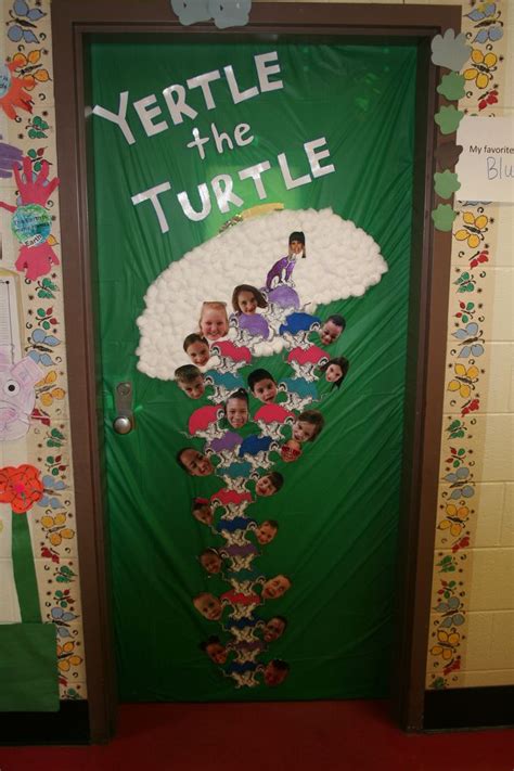 A Door Decorated With Paper Plates And The Wordsyettle The Turtle
