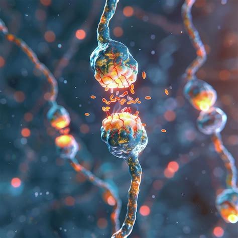 Premium Photo A Single Synapse With Neurotransmitters Being Released