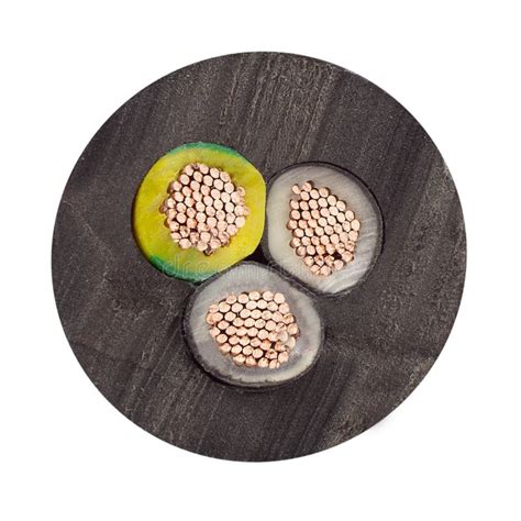 Cross Section Of Electrical Cables With Three Copper Wires Stock Illustration Illustration Of