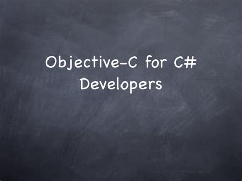 Objective C For C Developers Ppt