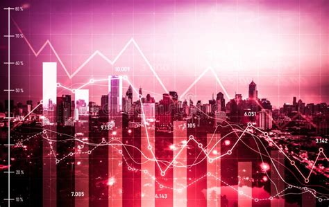 Declined Economic Graph Falling Down Overlaps Modernistic City Stock Image Image Of Double