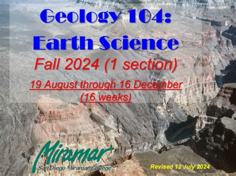 Geology 104 Online Miramar College