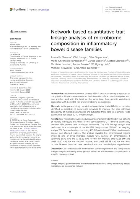 Pdf Network Based Quantitative Trait Linkage Analysis Of Microbiome Composition In
