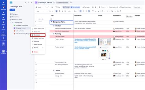 Duplicate A Sheet From The Workspace Left Navigation Bar Smartsheet
