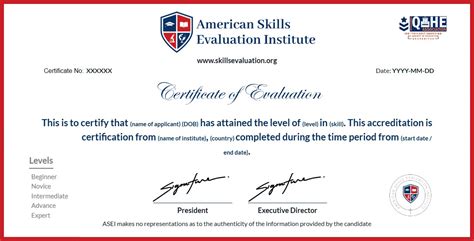 American Skills Evaluation Institute Evaluation Testing And Accreditation
