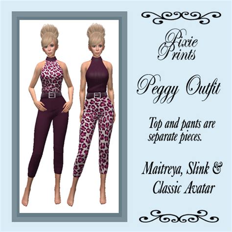 Second Life Marketplace Pixie Prints Peggy Outfit Wine