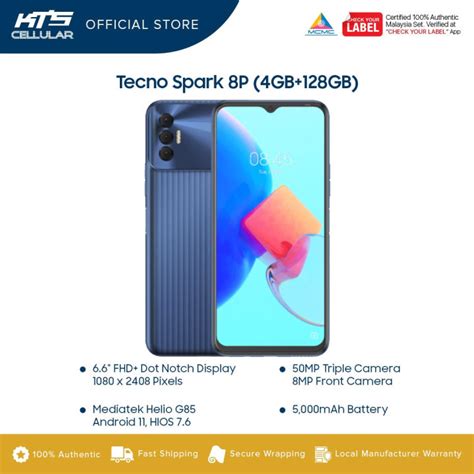 Tecno Spark 8P 4GB 128GB Smartphone 1 Year Warranty By Tecno Malaysia Lazada