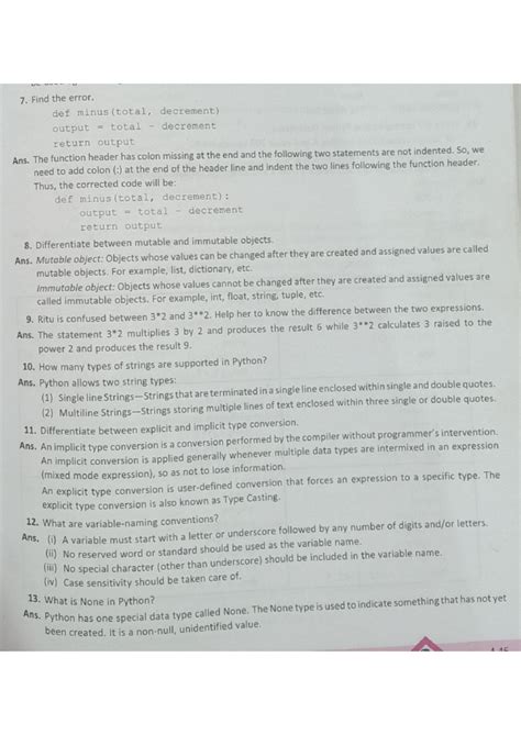 Class 11 Cs Python Fundamentals Qanda On Functions And Data Types Studocu