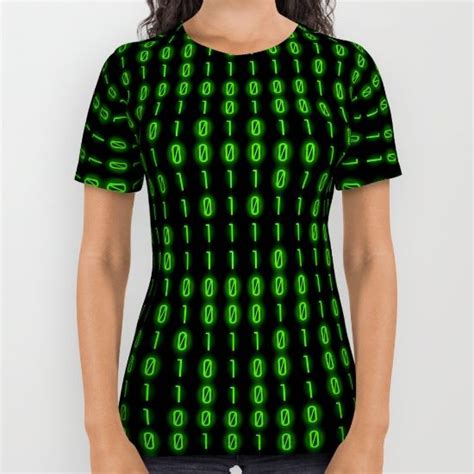 Binary Code Inside All Over Print Shirt Robot Fashion Tees Printed