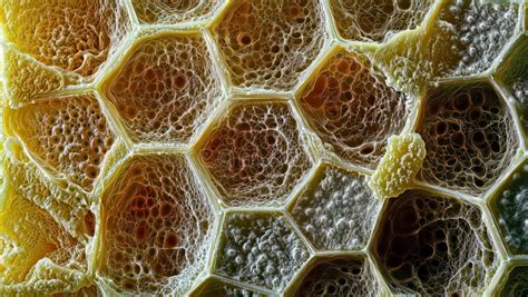 Honeycomb Cells Magnified Hexagonal Structures And Textures Generative Ai Stock Illustration