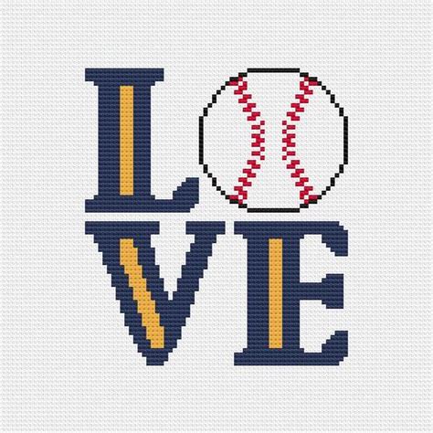 Love Baseball Cross Stitch Pattern Customize Your Team Colors Team