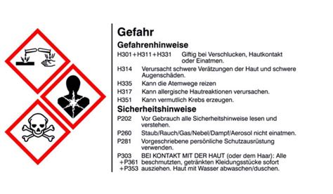 H Und P Sätze Gefahren And Sicherheitshinweise Prosafecon