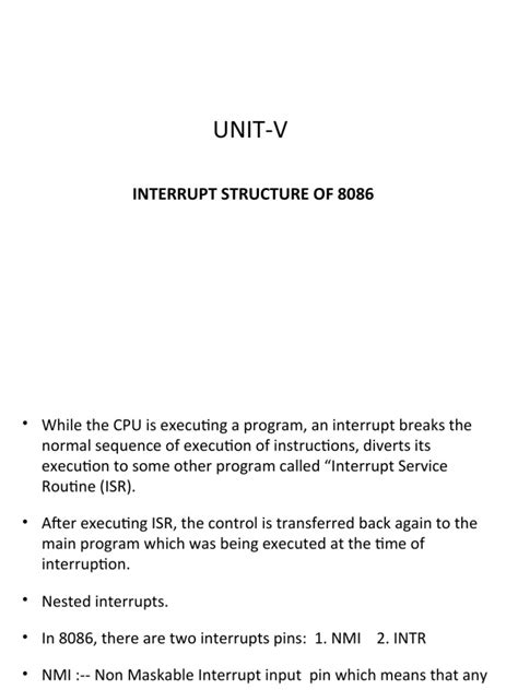 Unit V Interrupt Structure Of 8086 Pdf Office Equipment Computer