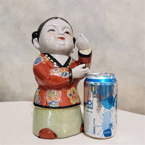 Vintage Asian Girl In Kimono Statue Chinoiserie Figurine Etsy