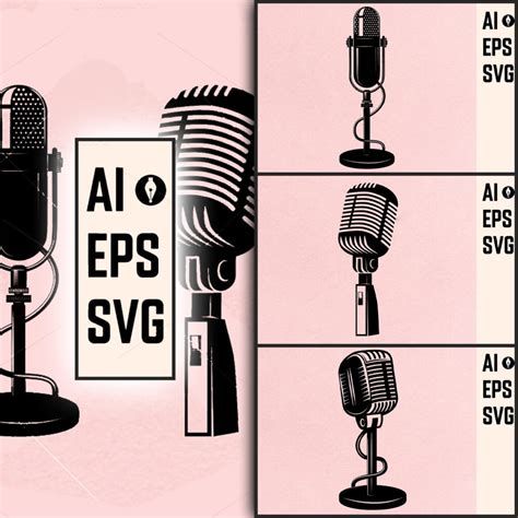 Microphone Design Elements Retro Mic MasterBundles