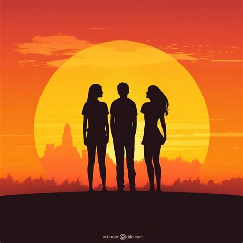 Premium Ai Image Silhouette Of Young People On Sunset Background
