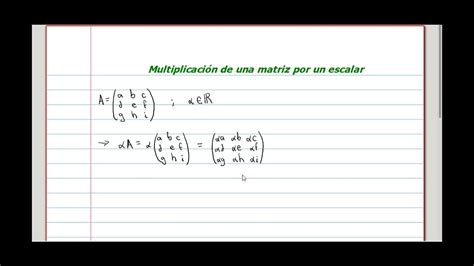 Multiplicación De Una Matriz Por Un Escalar Youtube