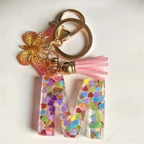 Accessories Alphabet Initial M Letter Keychain Cute Butterfly Resin Purse Key Chain Poshmark