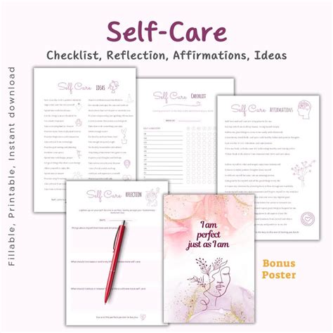 Self Care Planner Self Care Checklist Self Care Reflection Self Care