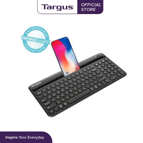 TARGUS AKB AP Multi Device Bluetooth Antimicrobial Keyboard With Tablet Phone Cradle Black