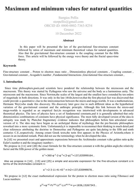 PDF Maximum And Minimum Values For Natural Quantities