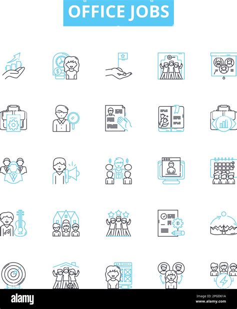 Office Jobs Vector Line Icons Set Clerical Executive Managerial