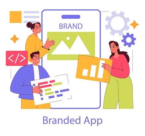 premium vector branded app concept illustration of a team creating a