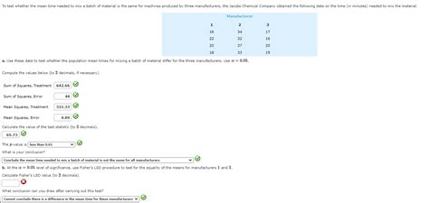 solved to test whether the mean time needed to mix a batch