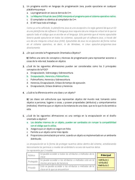 Prueba Escrita Java Y Poo Pdf Java Lenguaje De Programación Objeto Informática