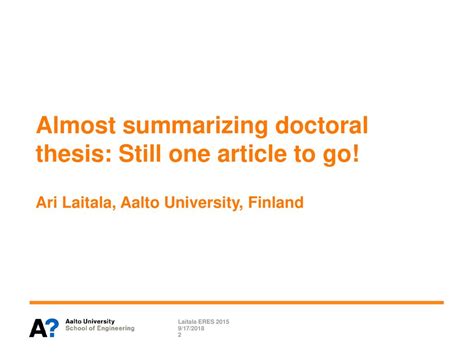 Summarizing Doctoral Thesis Hunt For The Green Value Ari Laitala Aalto University Finland
