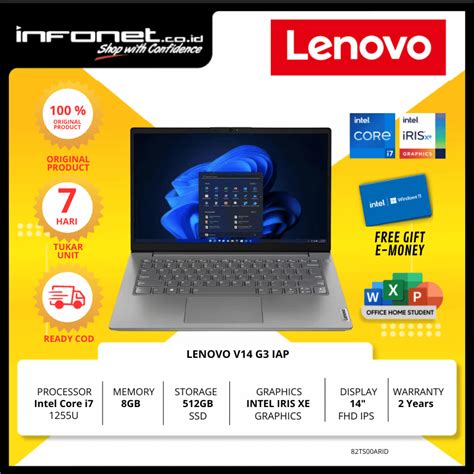 Jual LENOVO V14 G3 IAP I7 1255U 8GB 512GB IRIS XE GRAPHICS 14 FHD W11 OHS Shopee Indonesia