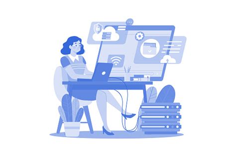 Konsep Ilustrasi Cloud Computing Dengan Latar Belakang Putih Ilustrasi Stok Unduh Gambar