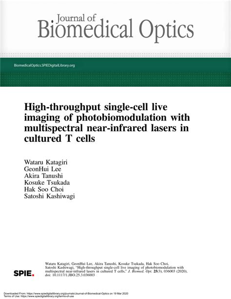 Pdf High Throughput Single Cell Live Imaging Of Photobiomodulation