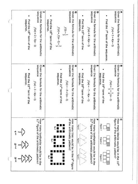 Arithmetic Sequence Cards Pdf