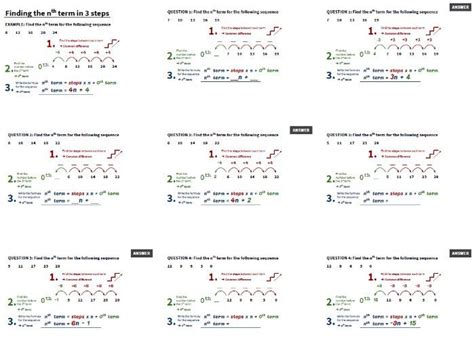 Arithmetic Sequences A How To Guide With Questions And Answers For Finding The Nth Term