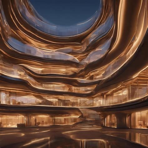 Premium Ai Image Complex Architecture Reflective Undulating Organic Forms