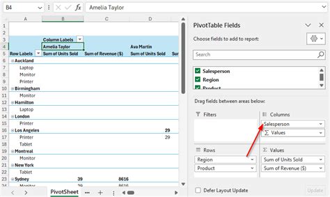 transfer pivot table row labels in separate columns in excel excel insider