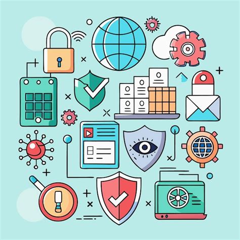 Cybersecurity And Data Protection Concept With Icons Of Lock Globe