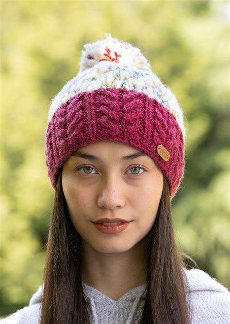 Erin Wool Bobble Flecked Burnt Red Hat Erin Wool Bobble Flecked Burnt Red Hat