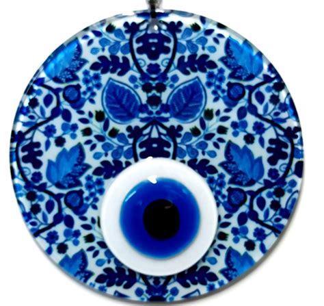 16 Centimeter Leaf Pattern Handmade Glass Evil Eye Vicedeal