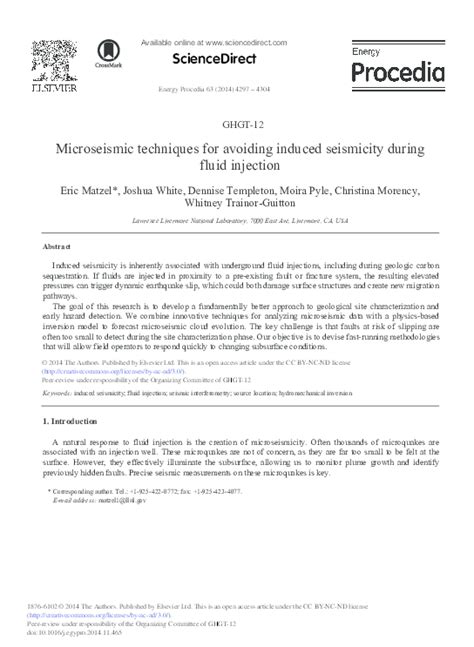 Pdf Microseismic Techniques For Avoiding Induced Seismicity During