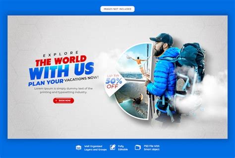 여행 및 관광 웹 배너 템플릿 무료 Psd 파일