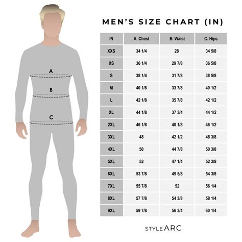 Mens Xl Size Chart