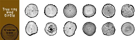 Premium Vector Wood Tree Rings Vector Set Hand Drawn Tree Ring