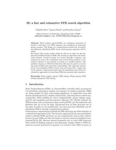 Pdf 3s A Fast And Exhaustive Str Search Algorithm