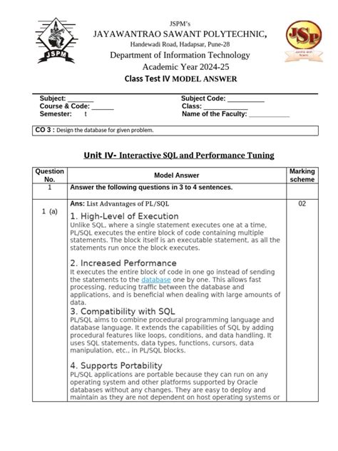 Class Test 3 Model Answer Pdf