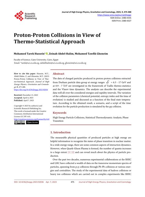 Pdf Proton Proton Collisions In View Of Thermo Statistical Approach