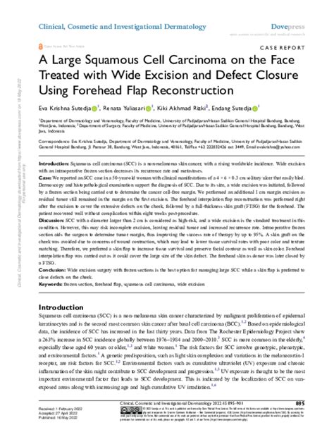 Pdf A Large Squamous Cell Carcinoma On The Face Treated With Wide