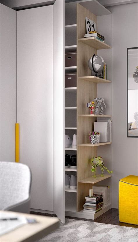 Yellow Chair and Bookshelf in a Cozy Bedroom